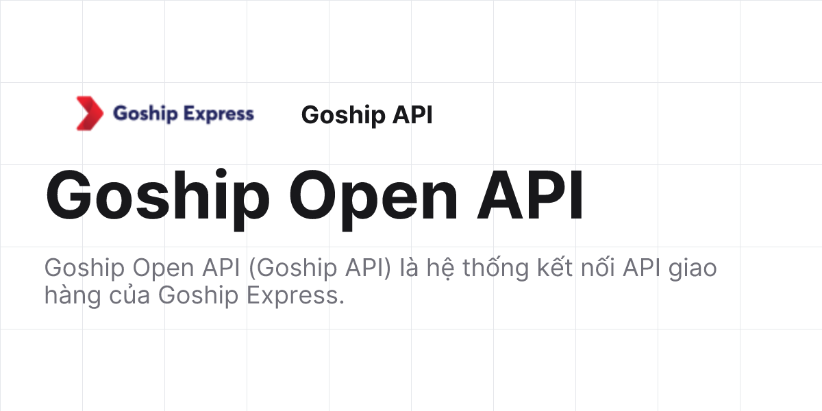Goship Open API - GOSHIP API